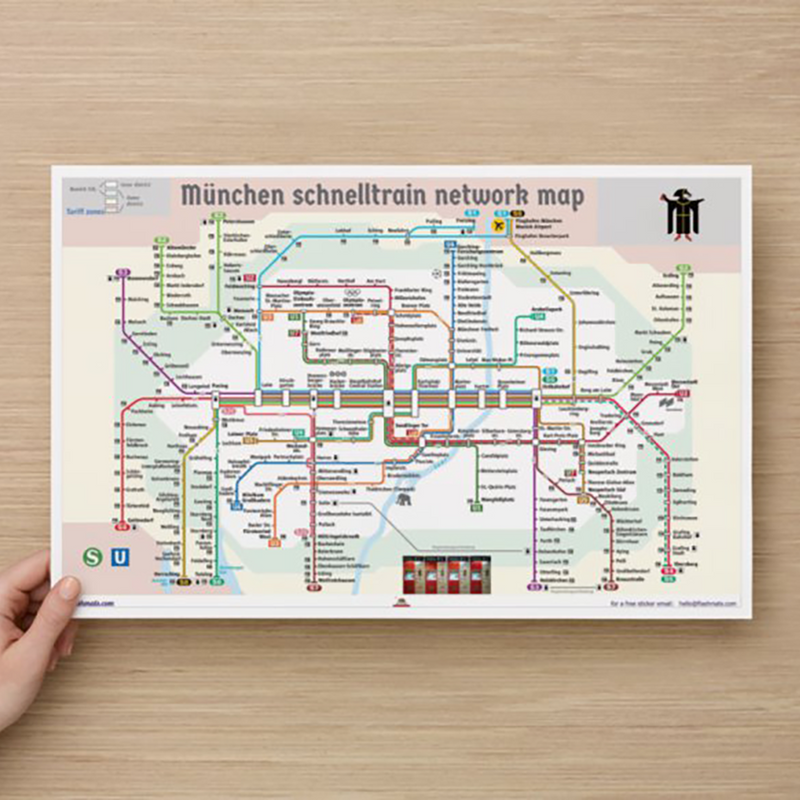 Munich S-Bahn & U-Bahn Metro Network Map Placemat | Flashmats ...